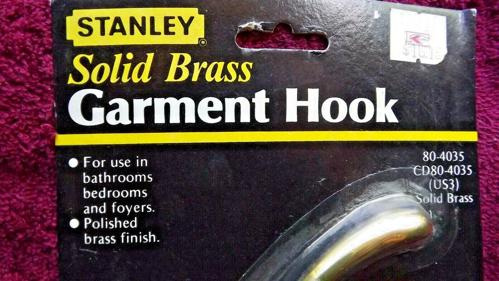 Vintage STANLEY Solid Brass Garment Hook 5" Tall #80-4035 (FK7) | eBay