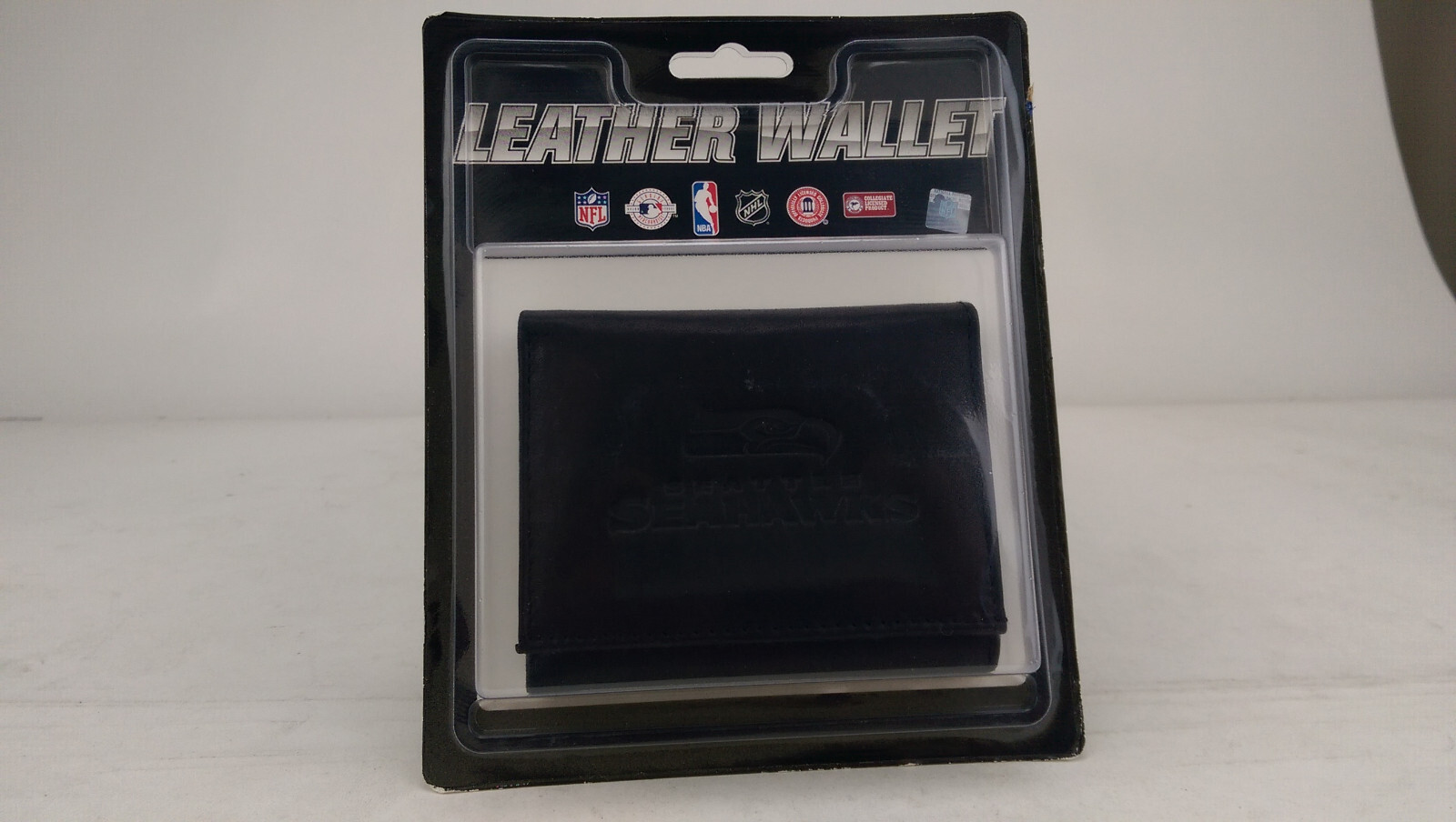 New NFL Black Leather Tri-Fold Wallet Embossed Seattle Seahawks Seal ...