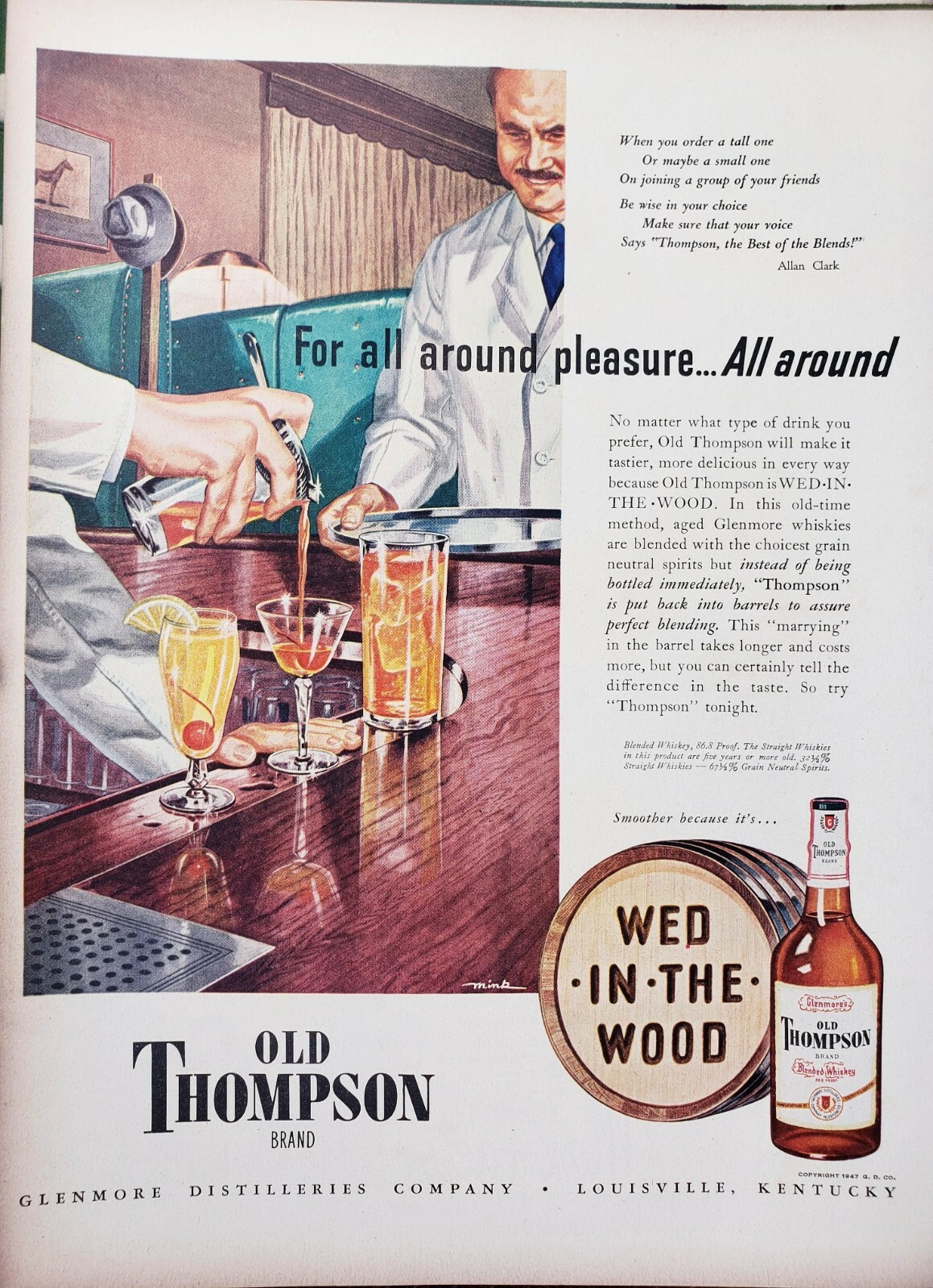 Old Thompson Whisky Vintage 1947 Print Ads Ephemera Wall Art Decor | eBay