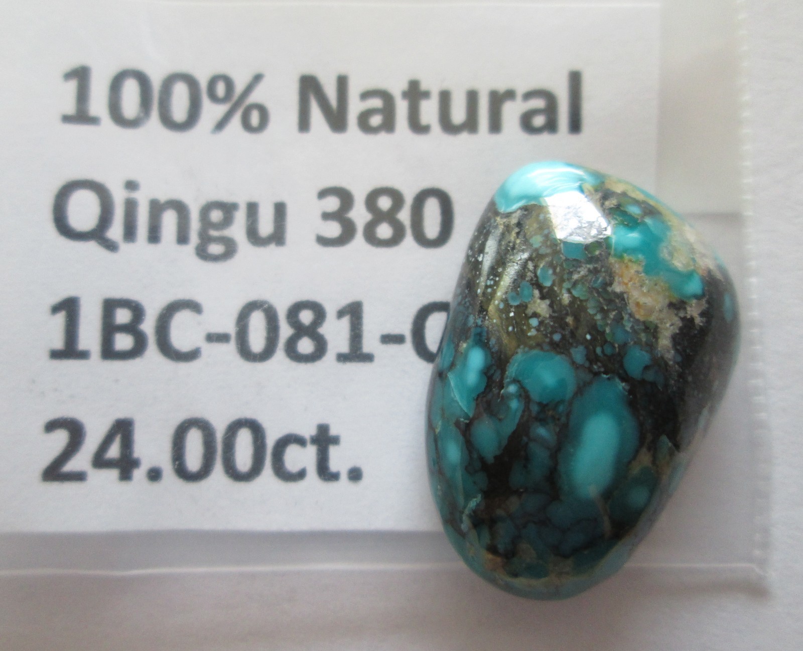 24.00 ct. 100% Natural Qingu 380 Turquoise Cabochon Gemstone, # 1BC 081 ...