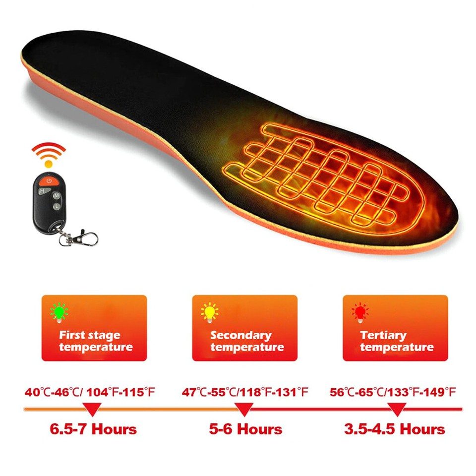 Winter Electric Heated Insoles USB Rechargeable Foot Warmer With Remote ...