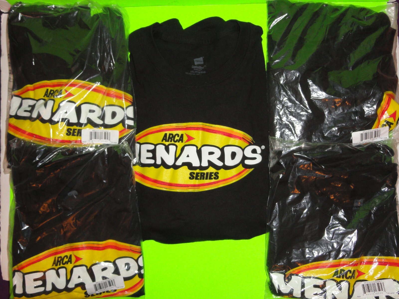 (Lot of 5) Sz 3XL / 3X-LARGE BLACK Menards ARCA Racing Series 2019 T ...