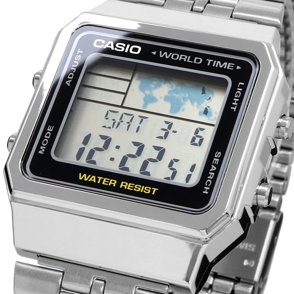 Casio Men's Classic A500WA-1 Silver Stainless Steel Quartz Watch Slide ...