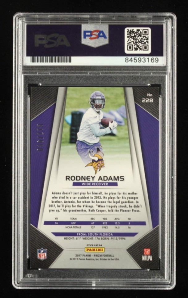 Rodney Adams Signed 2017 Panini Prizm Prizms Orange #228 RC #36/275 ...