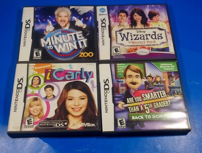 4 Game LOT NINTENDO DS (USA) - iCarly, Smarter Than 5th Grader, Wizards ...
