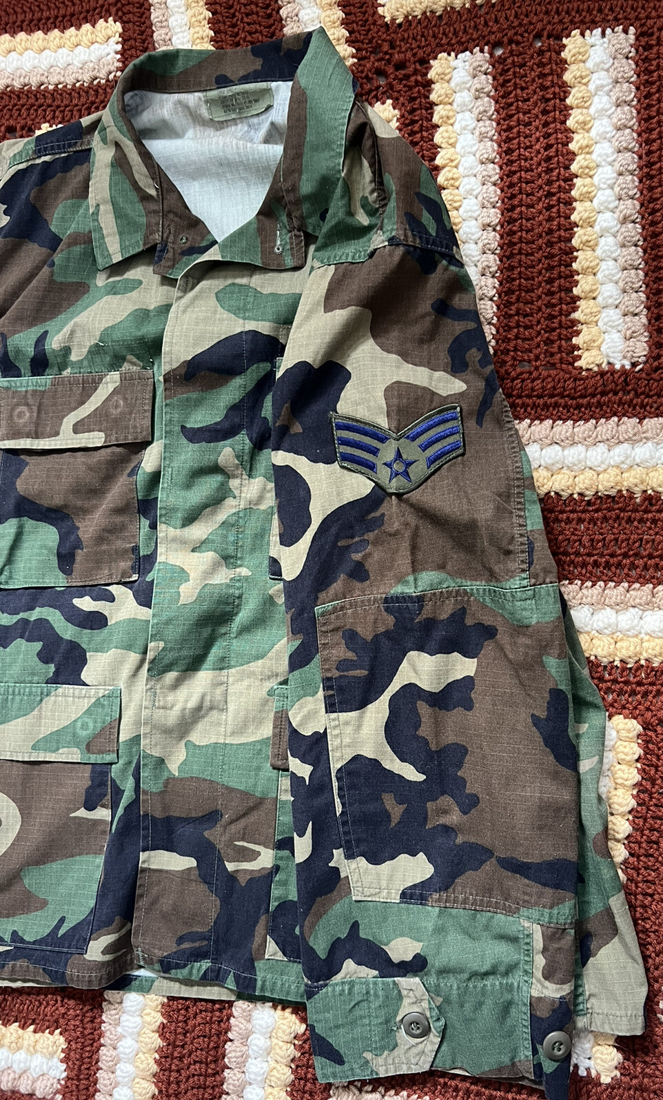 Vintage US Military Woodland Camo Combat Patch Cargo … - Gem