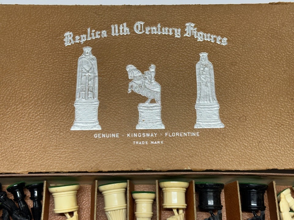 1947 CHESS SET Kingsway REPLICA of 11th CENTURY FIGURES - 4" Tall King ...