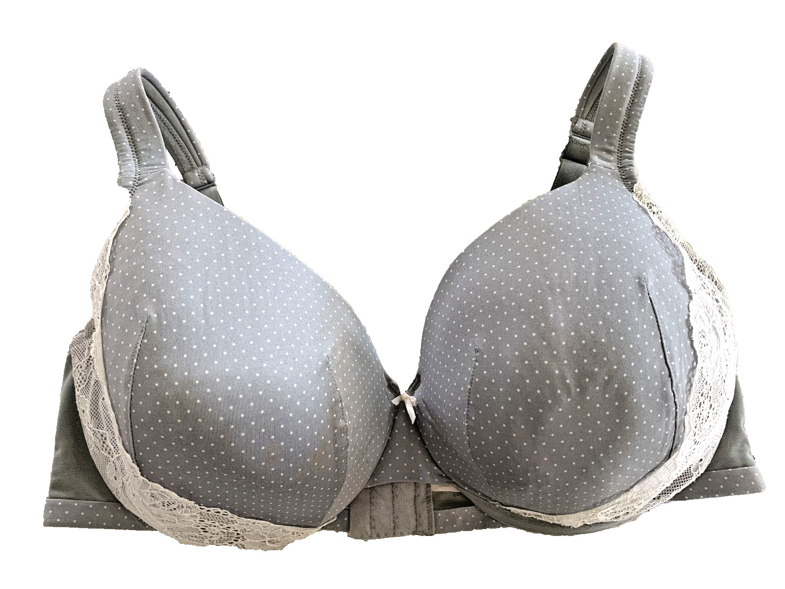 Cacique 44D Bra Boost Balconette Gray Lace Polka Dot … - Gem