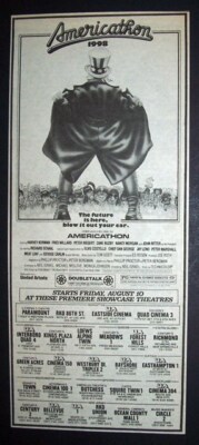 Americathon Elvis Costello 1979 Small Poster Type Movie Advert, Promo Ad | eBay