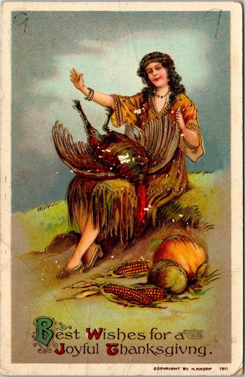 Thanksgiving Card Woman Plucking Turkey 1911 Postcard 3120 | eBay