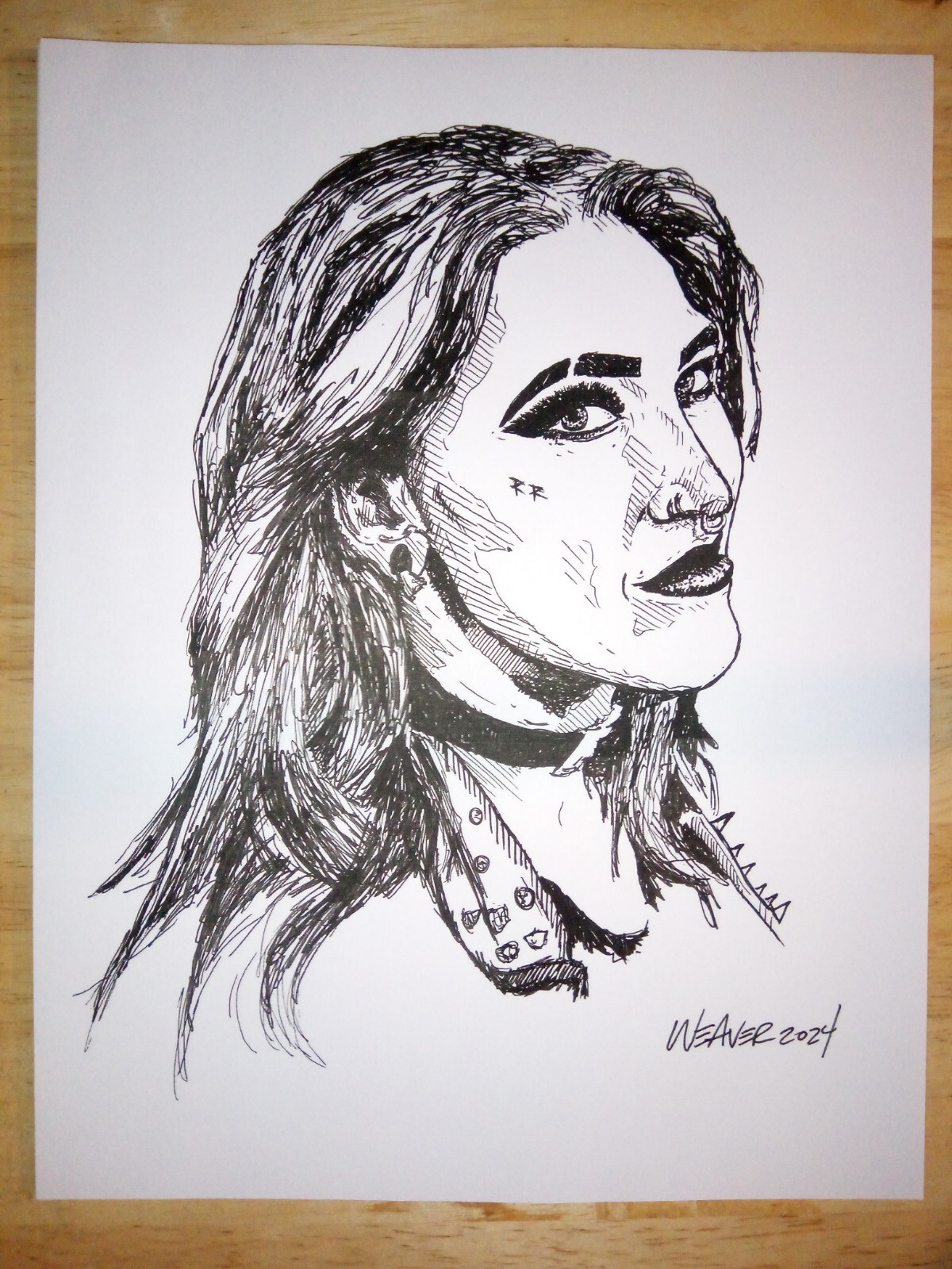 RHEA RIPLEY pro wrestler Original Figure Drawing PRINT 8.5X11 MAMI WWE ...