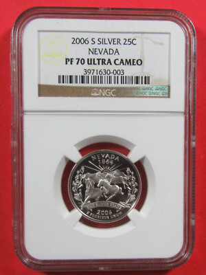 2006-S 25c Silver Nevada NGC PF70 Ultra Cameo. Registry Grade. (624042 ...
