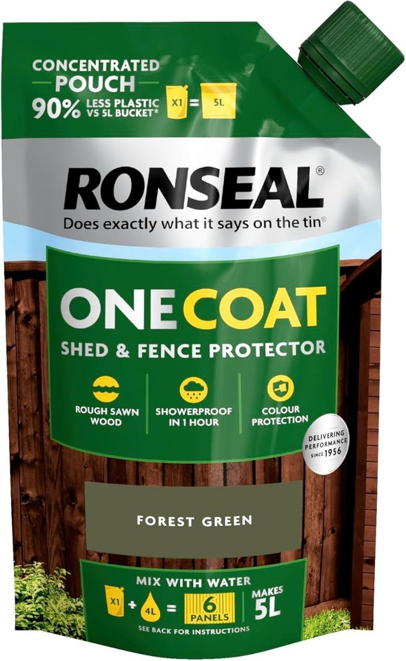 Ronseal Shed & Fence Paint Forest Green One Coat Concentrate Refill ...