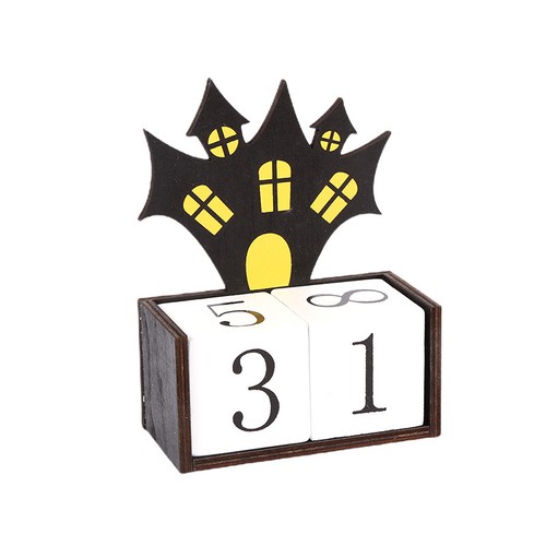 Black Castle Shape Festive Halloween Countdown Blocks Reusable Wooden ...