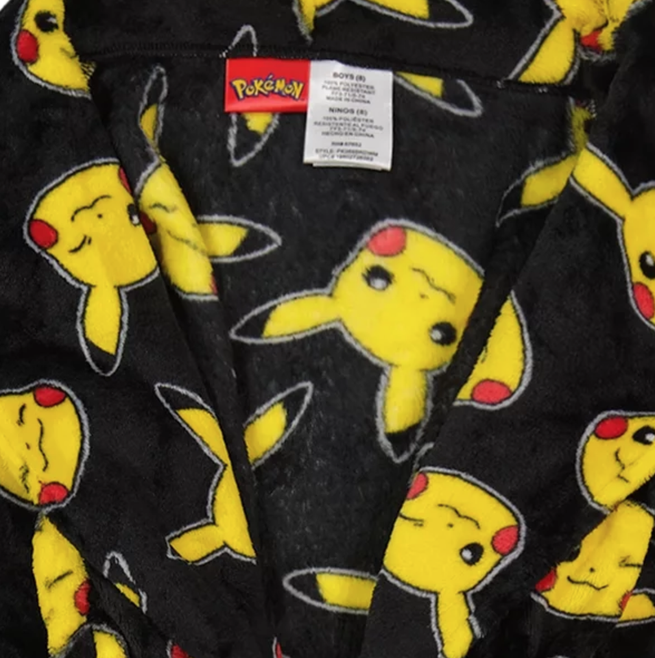 NWT Kids Pokemon Pikachu Robe Pajama Bathrobe Boy Girl 4 6 8 10 12 ...