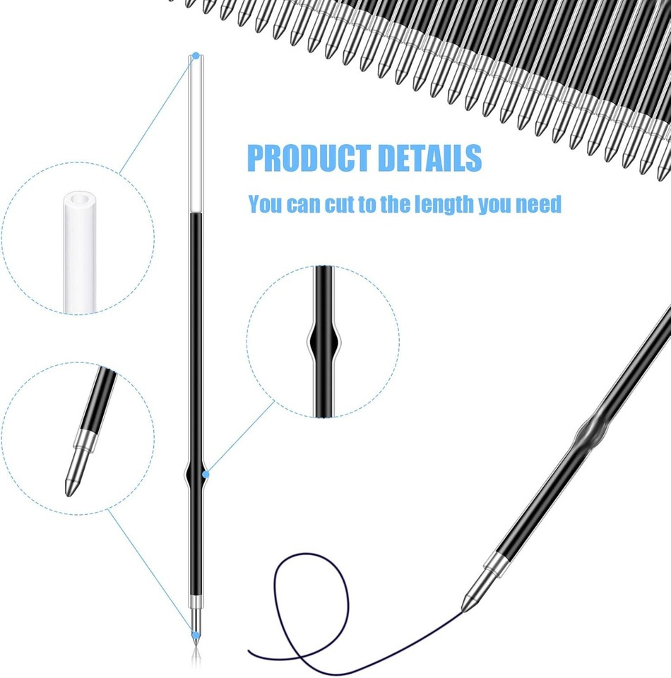 60 Pieces 0.7 mm Retractable Pen Refills Replacement Ballpoint Blue | eBay