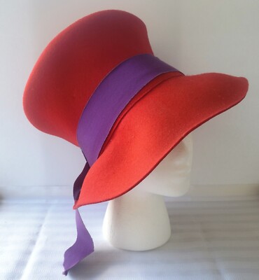 Yvonne Rohe Red and Purple Felted Wool Mad Hatter Bucket Hat - Mallorca ...