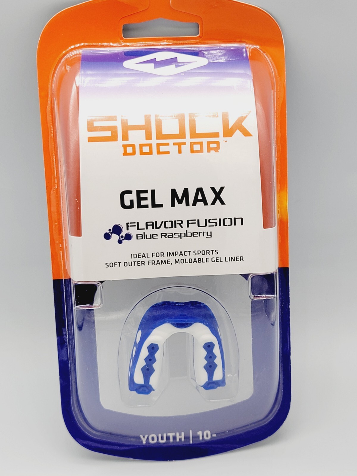 Shock Doctor Mouth Guard Gel Max Flavor Fusion Blue Raspberry Youth 10 ...