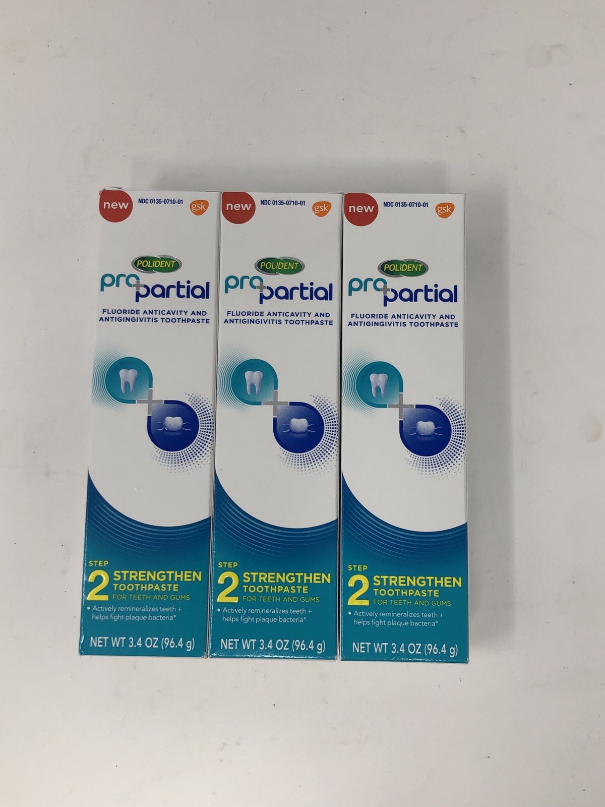 Polident Pro Partial Toothpaste 3 BOXES EACH OZ Exp 3.4 July - Fees free!!