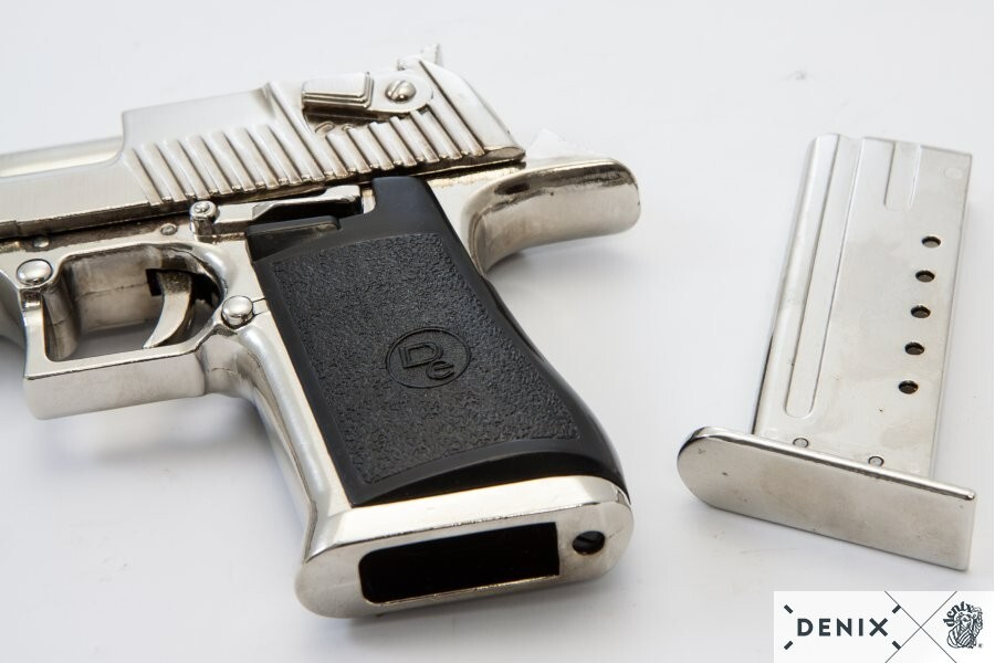 Denix Desert Eagle Non-Firing Prop Replica Gun Full Size Metal Nickel ...