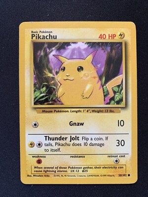 Pokemon Card Pikachu 58/102 Base Set HP | eBay