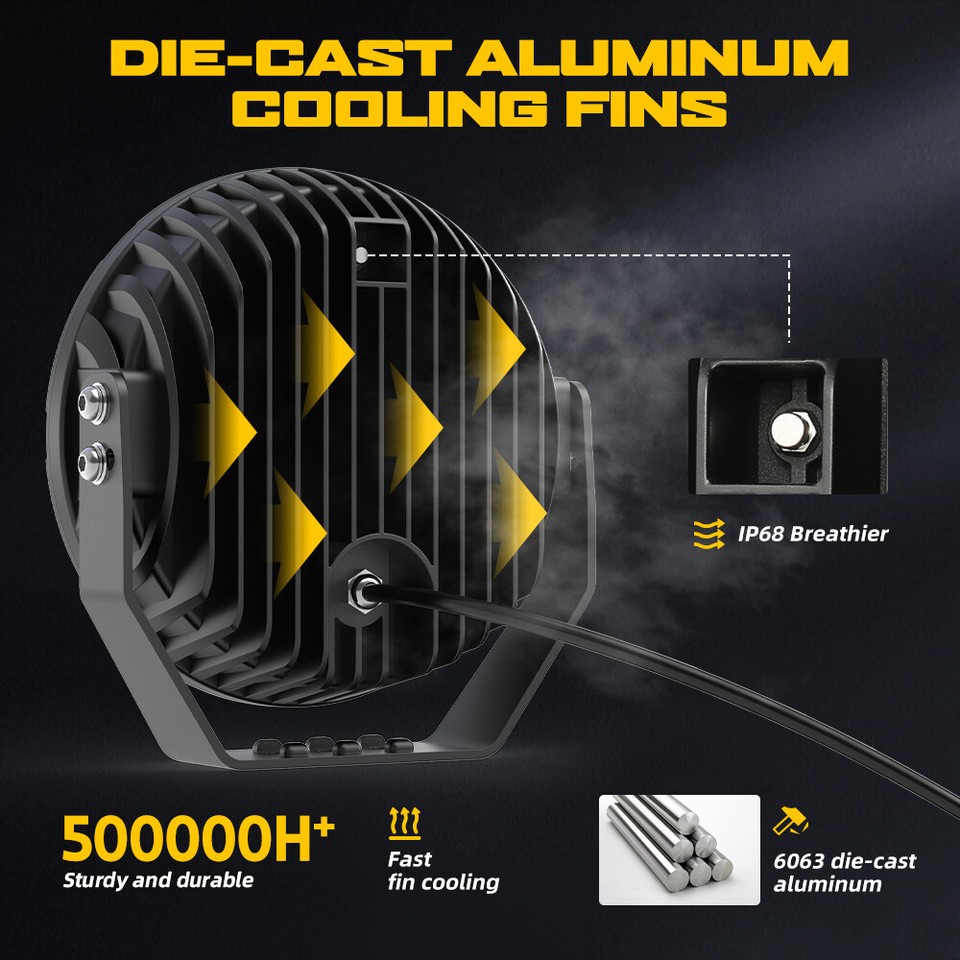 7/9 inch ROUND LED SPOT Driving Lights Off Road Spotlights Foglight ...