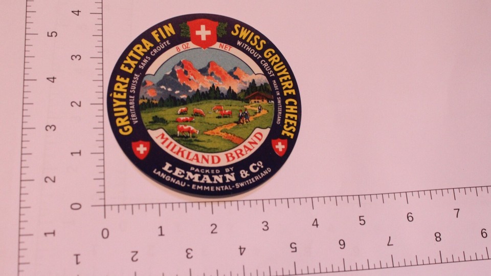 Vintage Swiss Gruyere Extra Fin Cheese label | eBay