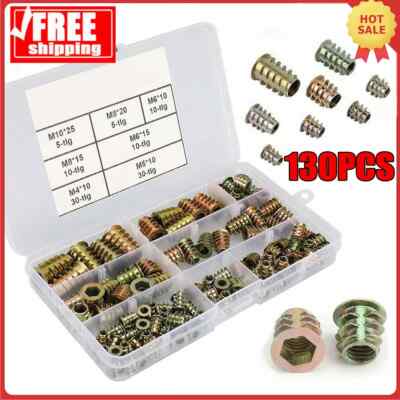 130PCS M4 M5 M6 M8 M10 THREADED HEX DRIVE INSERT SCREW IN INSERT NUT ...