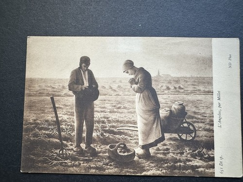 Postcard Angelus Painting by Jean-François Millet Couple Praying Over ...