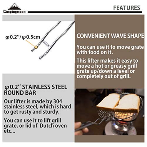 2pcs 11-inch Cooking Grill Grate Lifter Grabber Anti-Scald Stainless ...