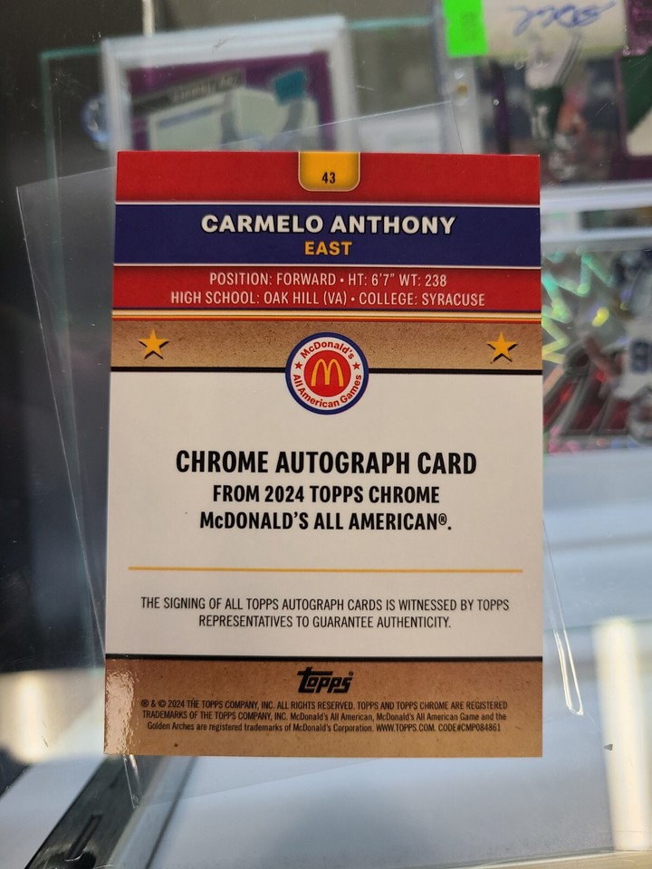 Topps Chrome McDonald's Carmelo Anthony Auto 5/5 (Stay Melo Auto) | eBay