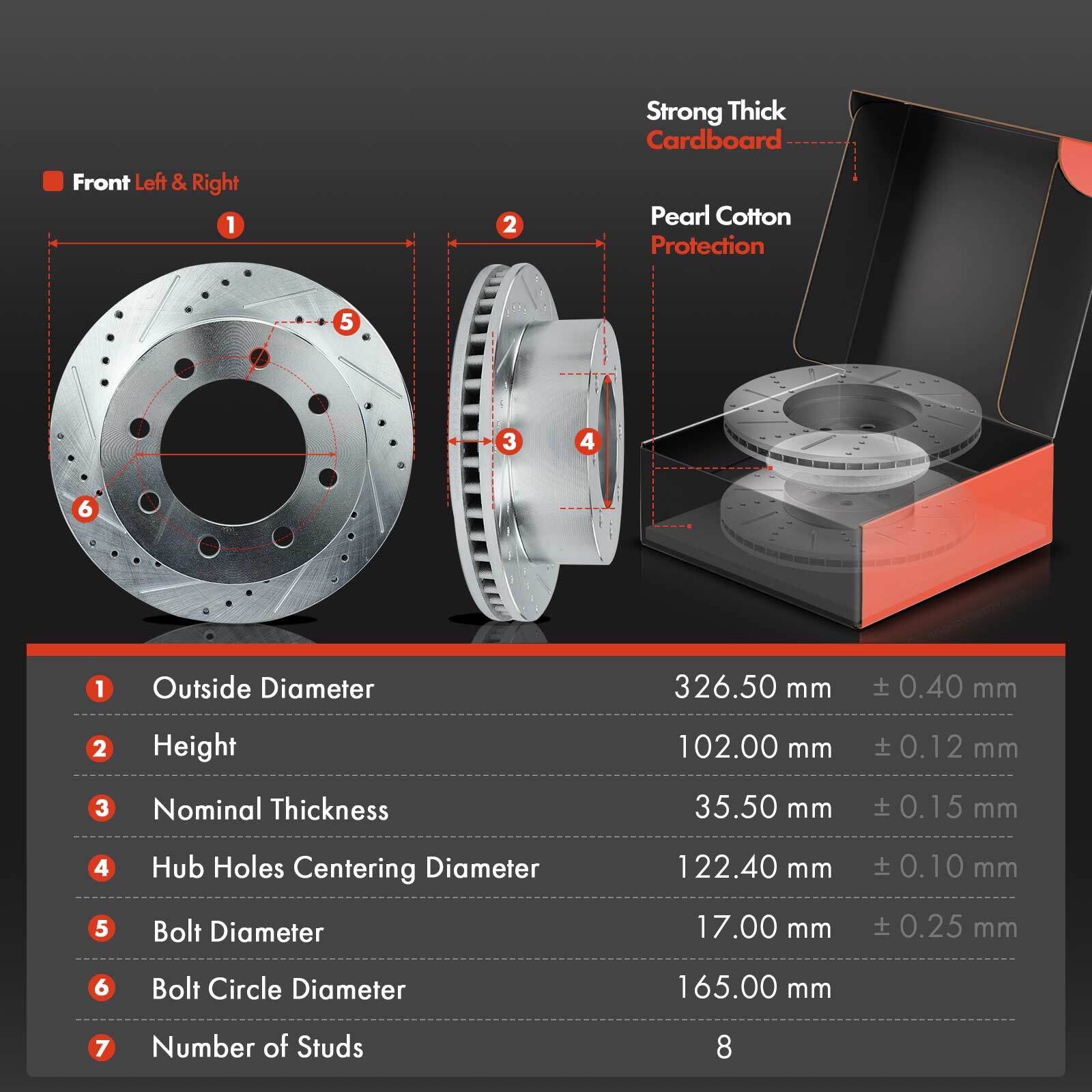 Front Side Drilled Rotors & Brake Pads for Dodge Ram 2500 Ram 3500 00 ...