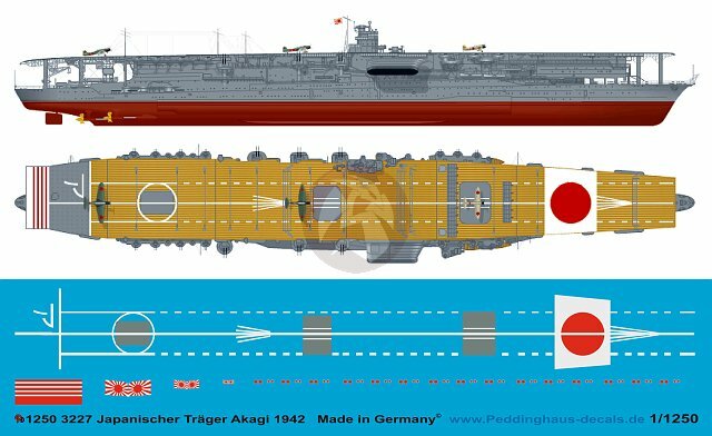 Peddinghaus 1/1250 HIJMS Akagi Japanese Aircraft Carrier Markings 1942 ...