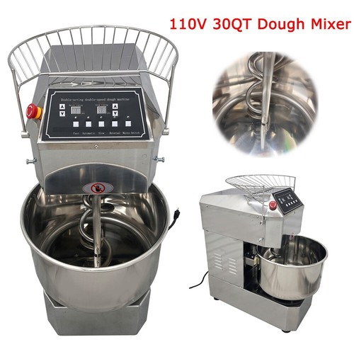 110V Commercial Dough Mixer Machine 30QT Double Speed Spiral Mixer Time ...