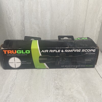 Truglo Compact 4X32mm Air Rifle & Rimfire Scope, Duplex Reticle, Black ...