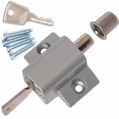 Sliding Patio Door Push Lock Silver Window Locking Bolt Security Frame ...