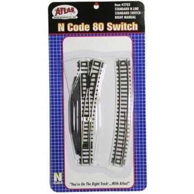 Atlas N Scale ~ Code 80 Track Manual Right Hand Standard Switch Turnout ...