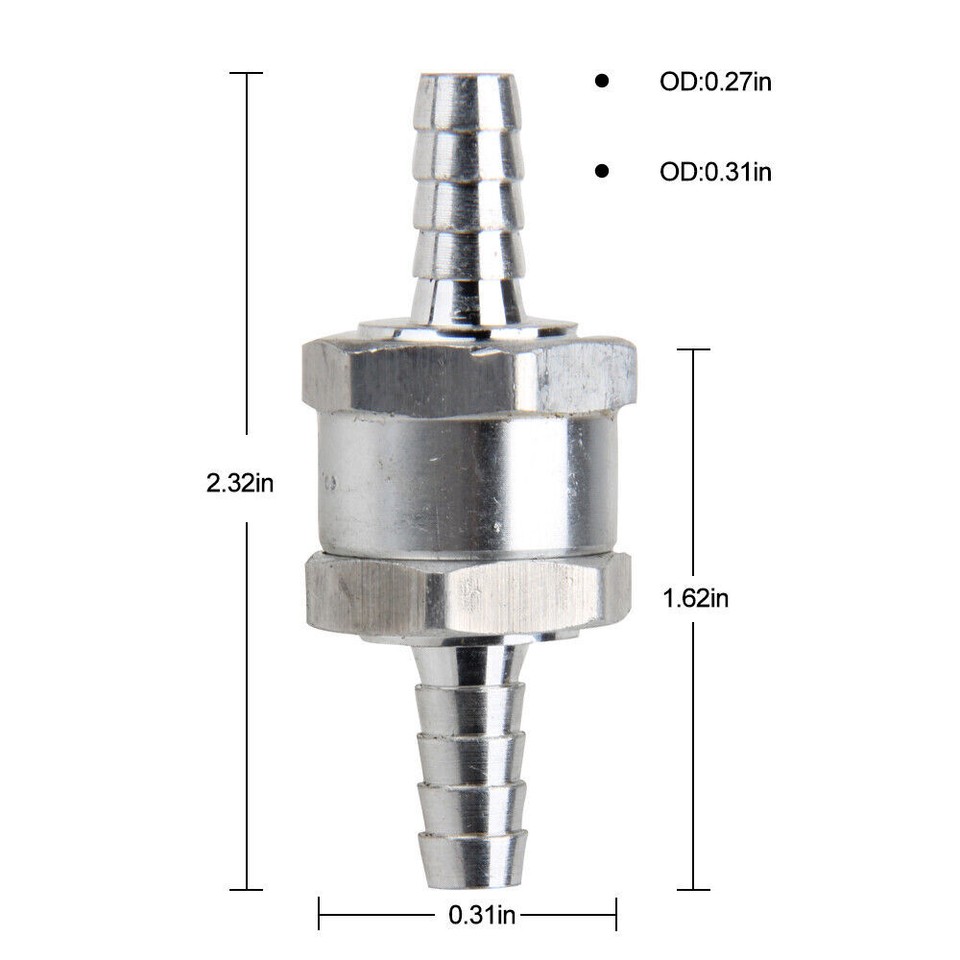 8MM 5/16" Aluminium Fuel Line Non Return One Way Check Valve For Petrol ...