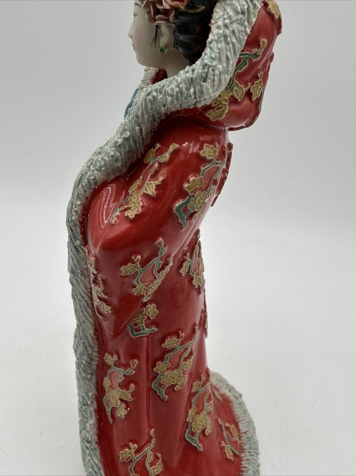 VTG Chinese Pottery Wucai Porcelain Belle Lady Wang Zhaojun Shiwan ...