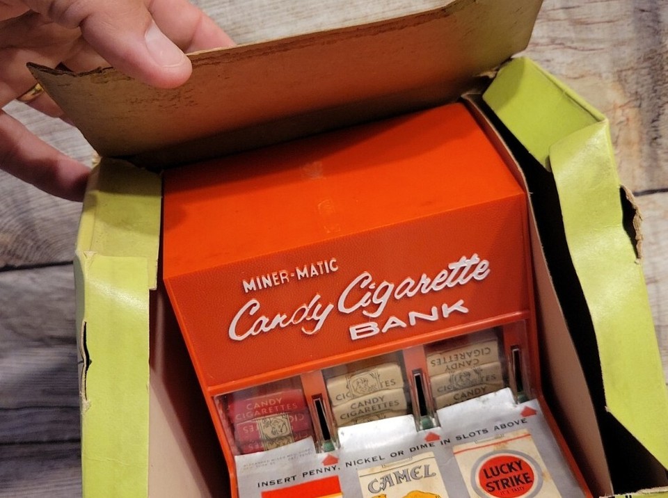 VERY RARE Miner-Matic Candy Cigarette Bank Machine Vintage Toy Tobacco ...