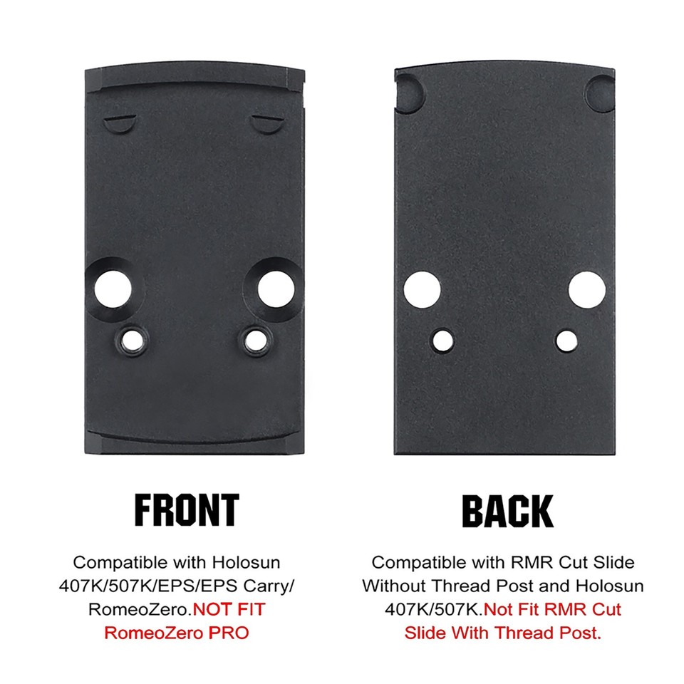 ohhunt Red Dot Mount Adapter Plate for RMR Cut Slide to RMSc Footprint ...