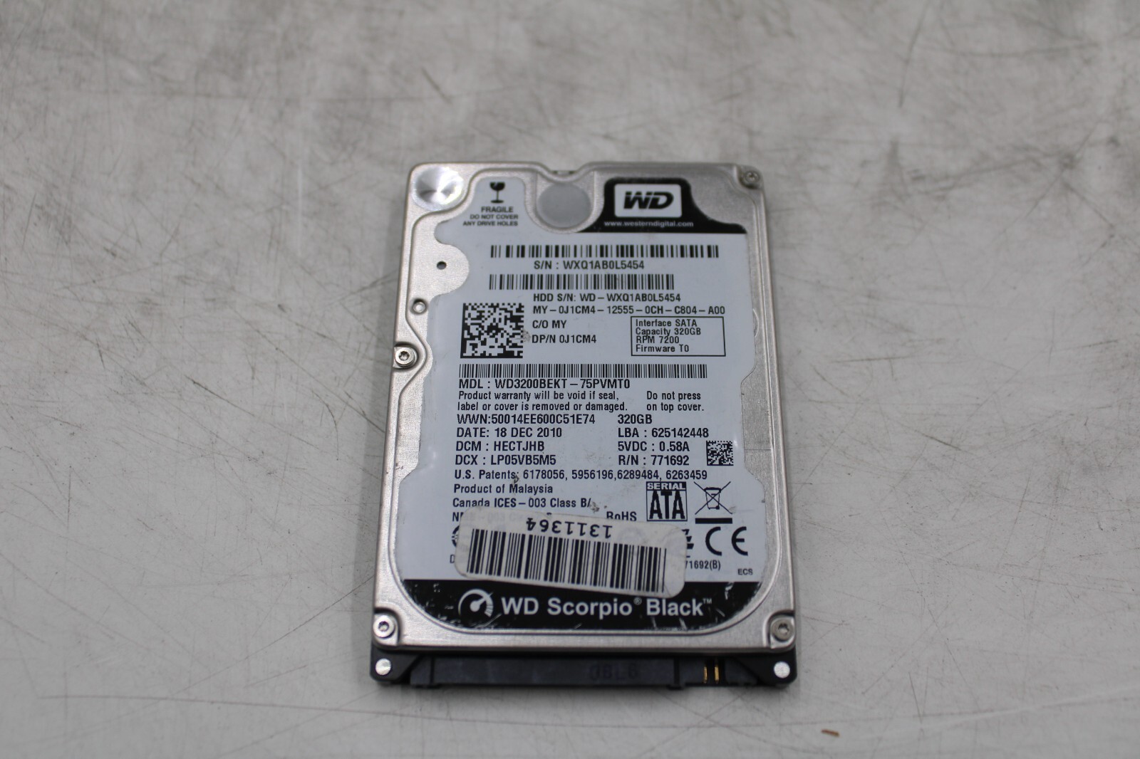 LOT OF 10 Western Digital Scorpio Black 2.5" 320GB 7200RPM Internal ...