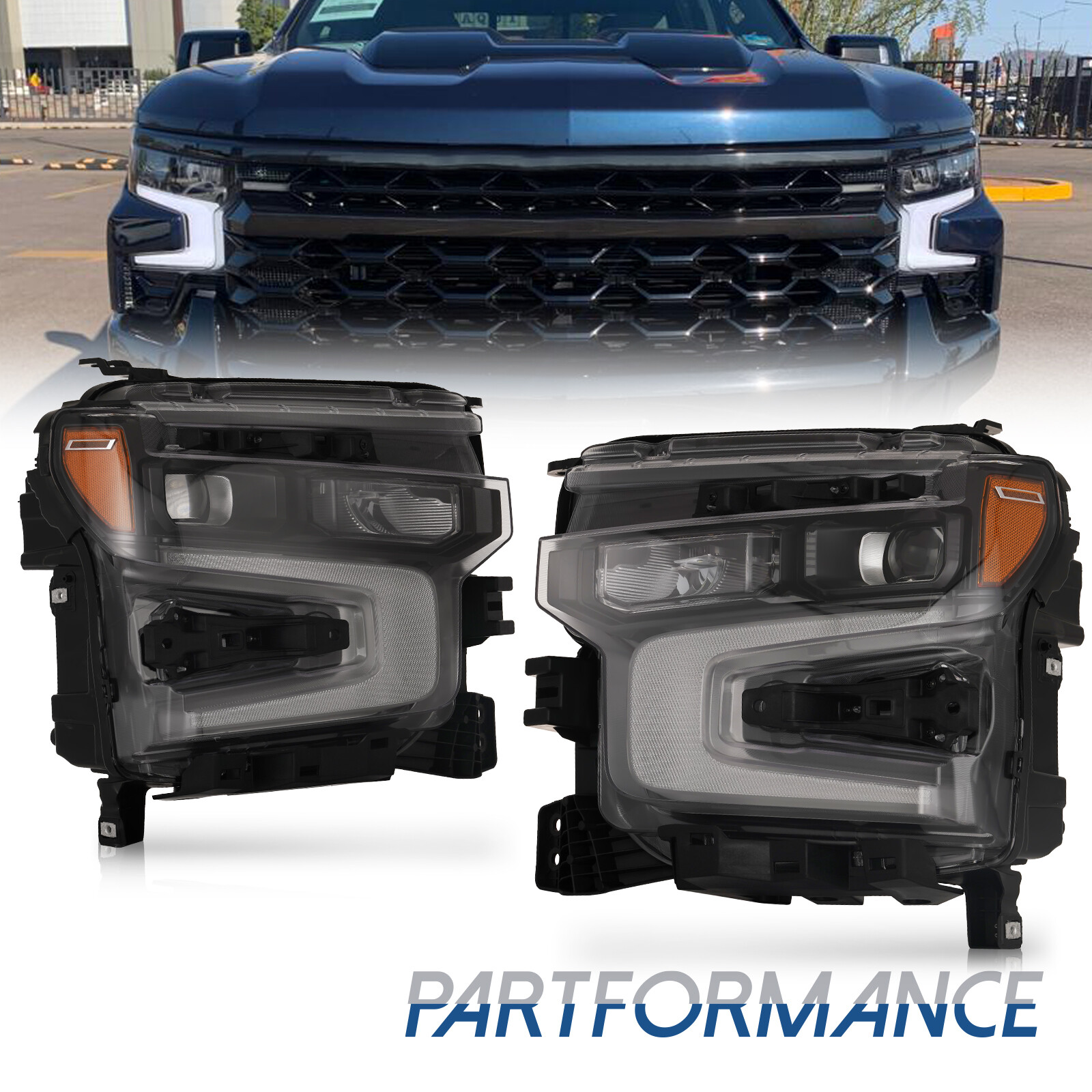 For 2022-2024 Chevy Silverado 1500 LT Trail Boss/RST Black Bezel LED ...