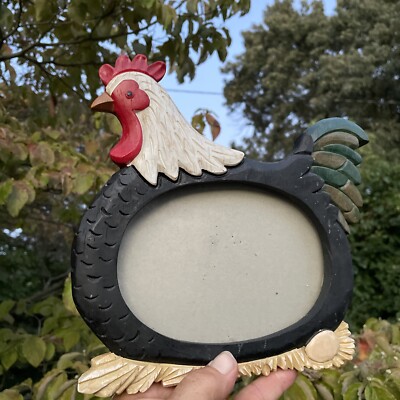 Vintage UNIQUE Red Shed Chicken Hen on Nest Barred Rock Picture Frame ...