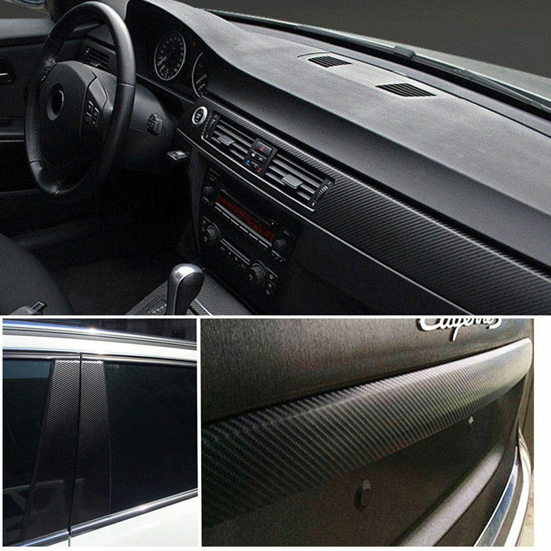3D Carbon Fiber Vinyl Wrap Film Interior Control Panel Decals Car Parts ...