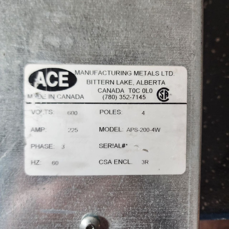 ACE MANUFACTURING APS 200-4W 225A 600V SPLITTER BOX New/Old Stock | eBay