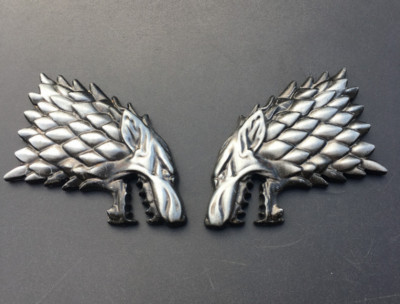 2pcs Metal Game of Thrones House Stark Wolf Head Car Emblems Badge ...