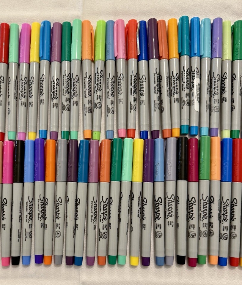 Lot of 90 Ultra Fine Point Sharpie Permanent Markers - Assorted Colors ...