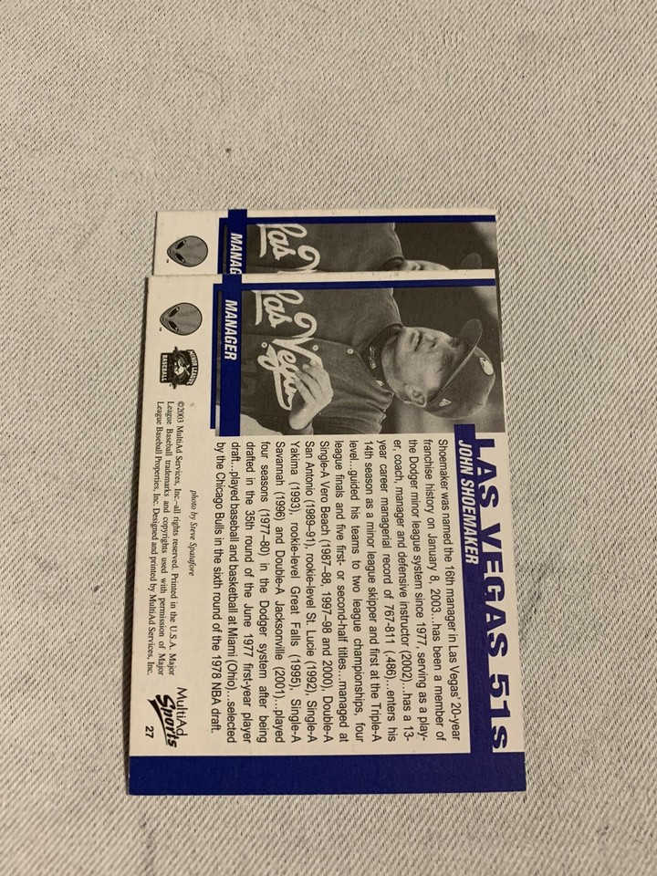 2003 Las Vegas 51s Multi-Ad #27 John Shoemaker Baseball Card | eBay