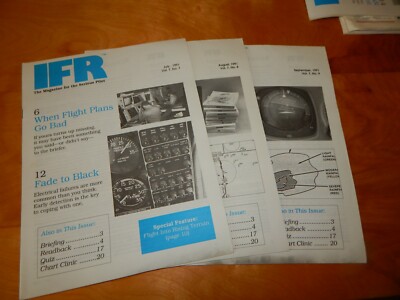 3 IFR MAGAZINES FOR THE ACCOMPLISHED PILOT VOL 7 - 1991 JULY AUGUST ...